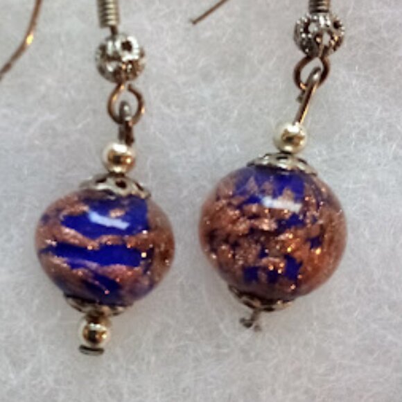 Jewelry | Blue And Copper Pierced Ball Earrings | Poshmark